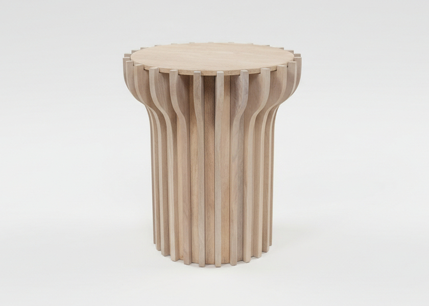 Nosra Wooden striped design side table with marble top* | Ancient ...