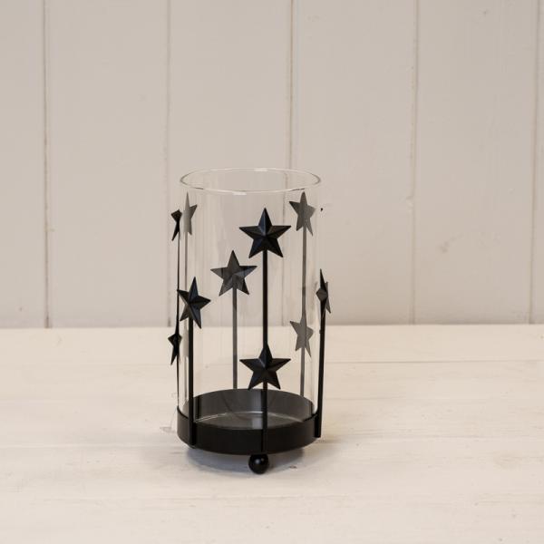 Small Black Metal Star Candle Holder with Glass Insert | Scarthingwell