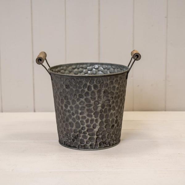 Zinc pot with hammered finish (indent) and ears | Satchville