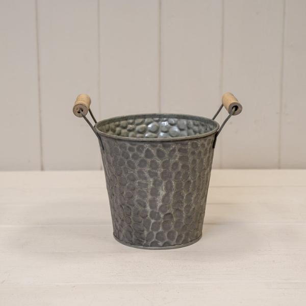 16.5cm Zinc pot with hammered finish (indent) and ears | Satchville