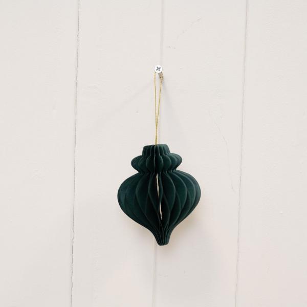 Set of 3 Dark Green Teardrop baubles | Satchville