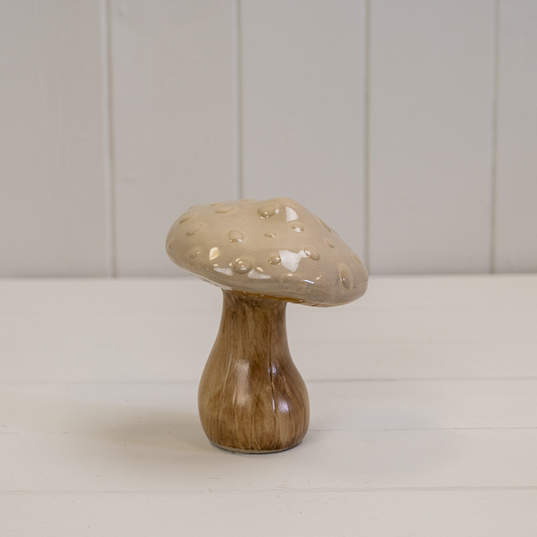Beige Ceramic Mushroom Decoration L10.5xD9.5xH11.7cm | Scarthingwell