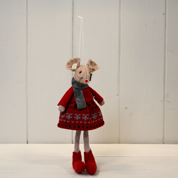 Fabric Mouse in Red Dress | Satchville