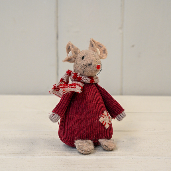 Fabric Mouse in Red Jumper and Scarf (9cm) | Satchville