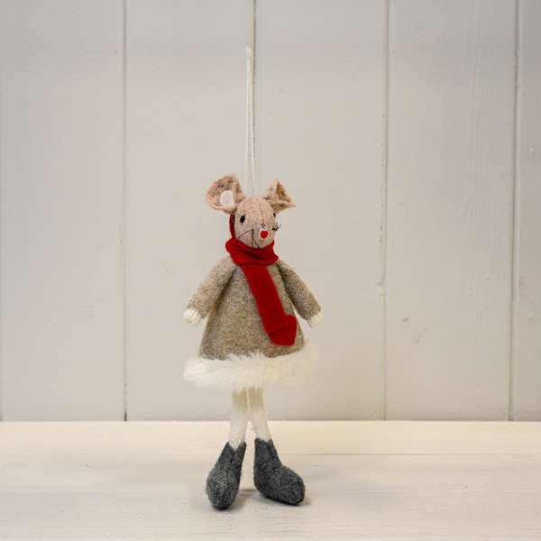 Fabric Mouse with Red Scarf and Heart | Satchville