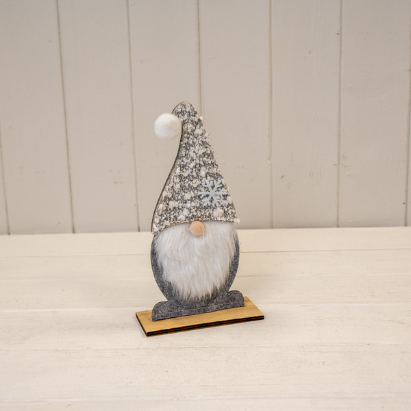 Medium Grey Felt Gonk with Furry Beard and Snowflake Detail Hat ...