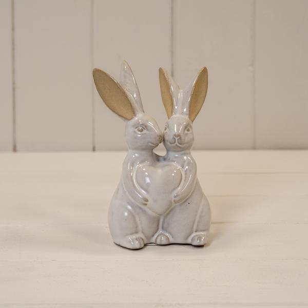 Glazed Ceramic Rabbit Ornament with Textured Detail | Satchville