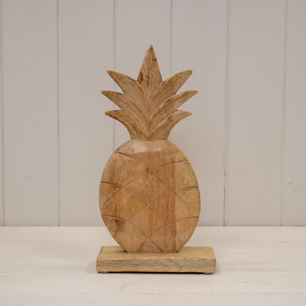 Large Wooden Carved Pineapple Display | Satchville