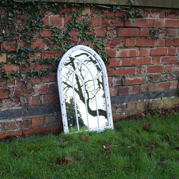 Small White Vintage Arched Mirror H73cm | Satchville