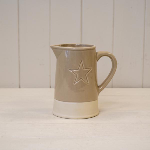Warm Grey Debossed Star Jug TD10.5x8.5cm H15.3cm B10.5cm | Satchville