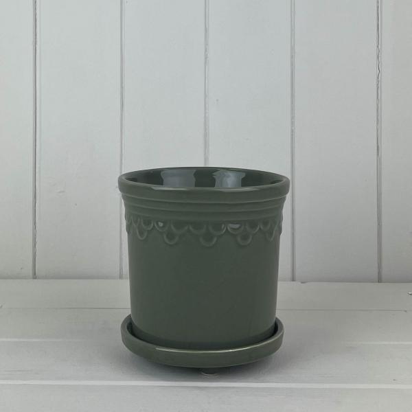 Sage Saucer Pot D13cm H11.5cm Weight-558g | Satchville