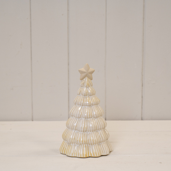 Medium Stone Glazed Ribbed Christmas Tree with Star Topper | Satchville