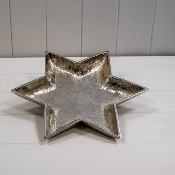 Silver Star Shape Plate 26x26x3cm Weight-376g | Satchville