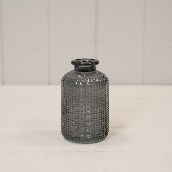 Cool Grey Ribbed Glass Bottle | Satchville
