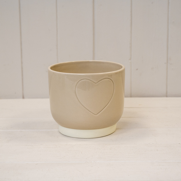 Cream Debossed Heart Pot | Satchville