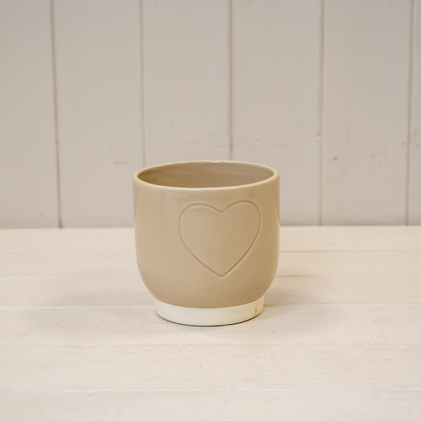 Cream Debossed Heart Pot TD11.3cm | Satchville