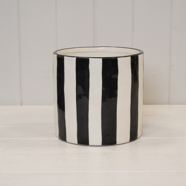 Timeless Black and White Striped Round Pot. | Satchville