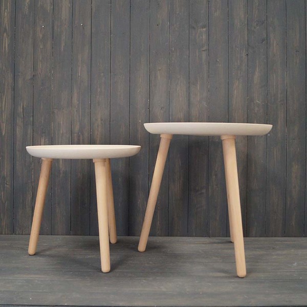 Set Of Two Earthy Oatmeal Chaff Side Tables | Satchville