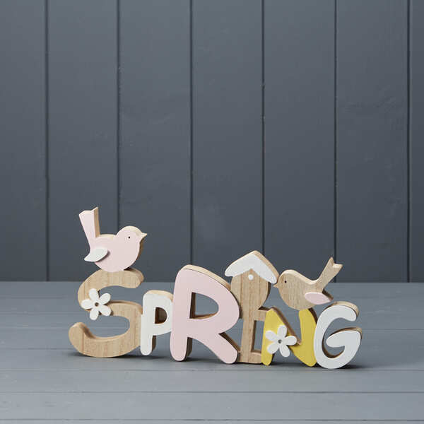 Wooden 'Spring' Word Block Wording Decoration | Satchville