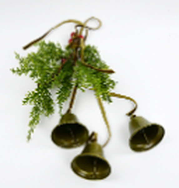 Hanging Bells with Greenery and Red Berries | Satchville
