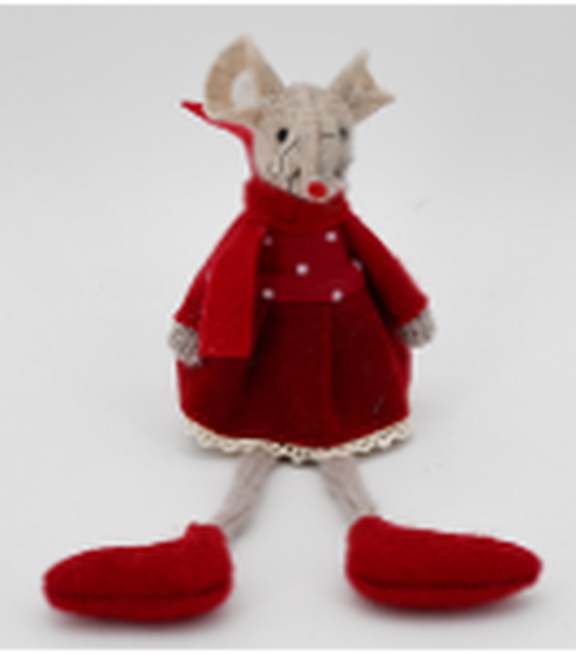 Fabric Sitting mouse in Red Outfit | Satchville