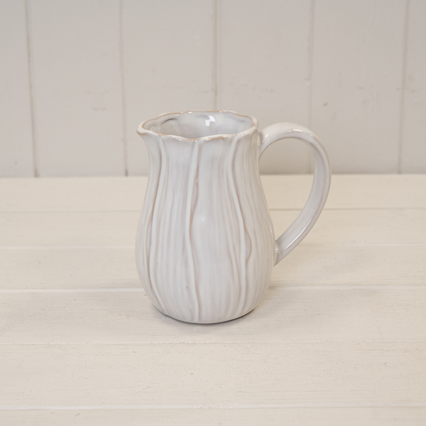 Natural Ceramic Jug with Petal Shape design Small | Satchville